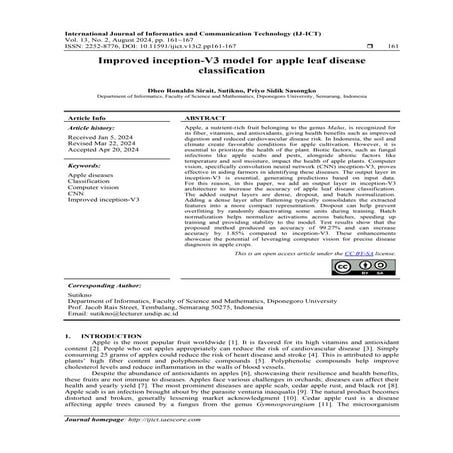 Improved inception-V3 model for apple leaf disease classification | PDF