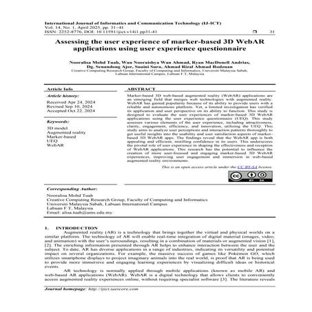 Assessing the user experience of marker-based 3D WebAR applications ...
