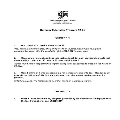 Summer school FAQ | PDF