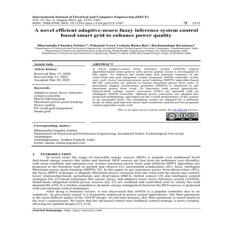 A Novel Efficient Adaptive Neuro Fuzzy Inference System Control Based Smart Grid To Enhance