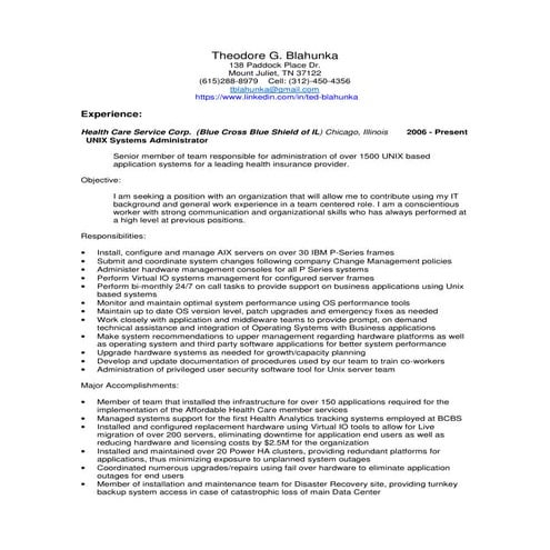 Ted Blahunka Resume | PDF