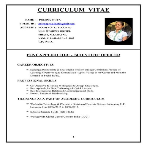 C.V. Prerna Priya 2 | PDF