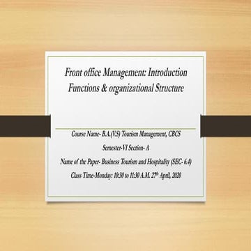 LAYOUT AND SECTIONS OF FRONT OFFICE | PPTX