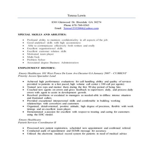 new 2016 teresa lewis resume | DOCX