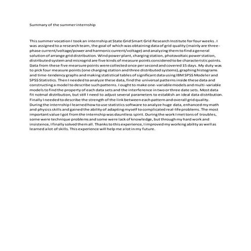 Summary of the summer internship | PDF