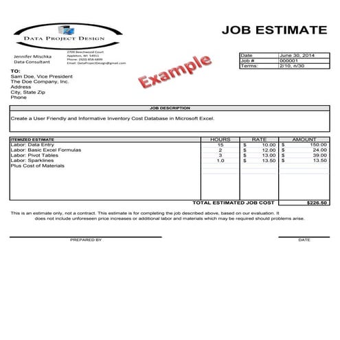 Estimate Example - Converted to PDF | PDF