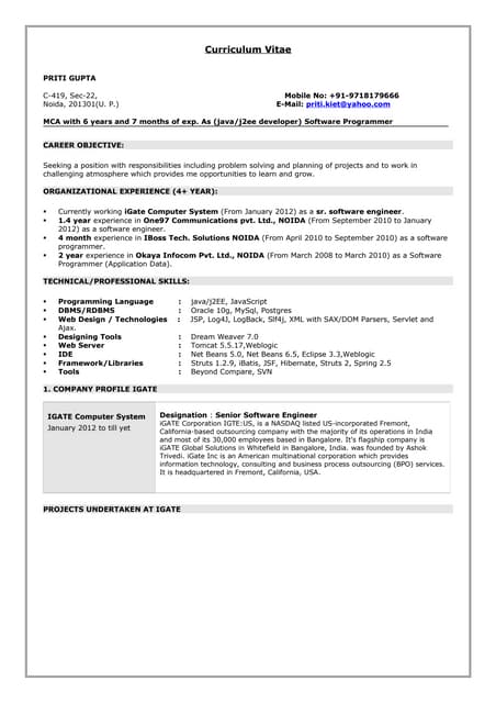 Capgemini resume template | PDF