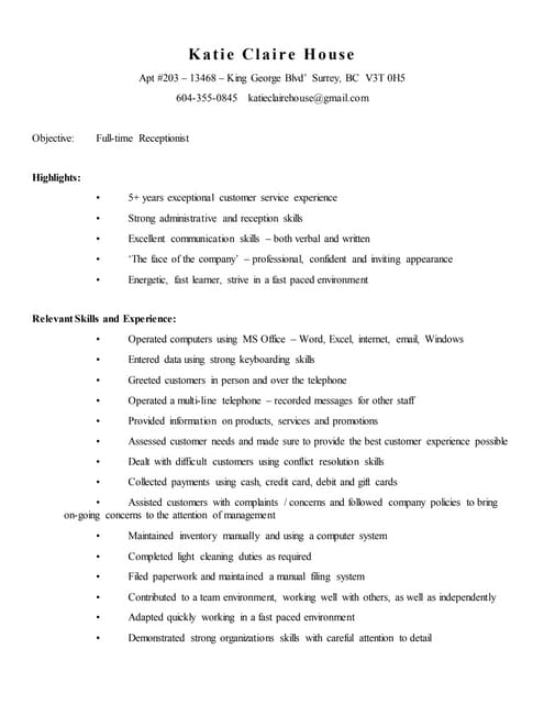 Catie Marie Cavanaugh Resume | DOCX | Bars & Restaurants | Attractions