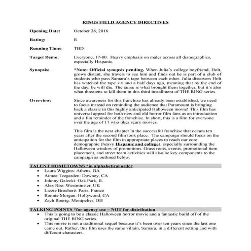 RINGS Field Directives | PDF