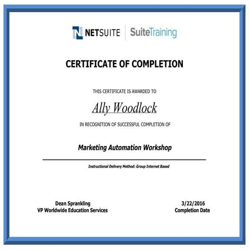 NetSuite Automation certificate | PDF