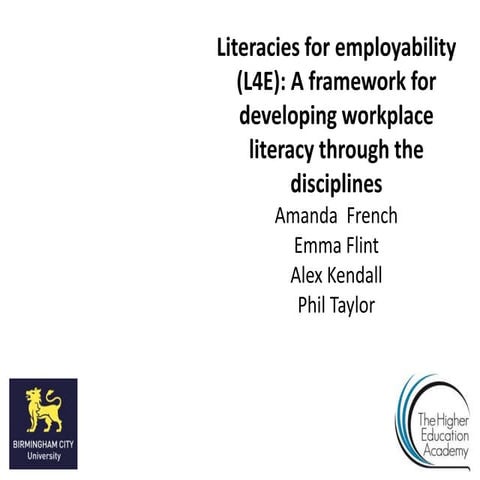 Literacies for Employability (L4E): A framework for development of ...