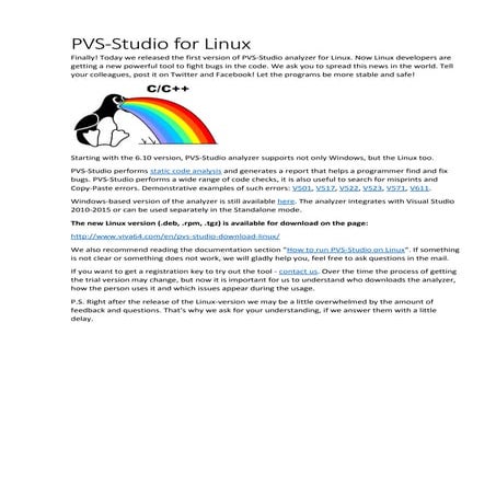 PVS-Studio for Linux | PDF