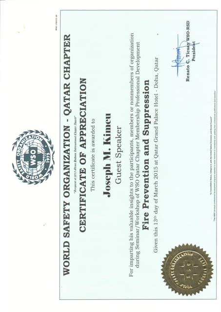 ASSE Kuwait Process Safety Management Certificate | PDF