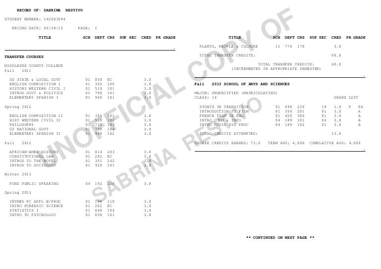Unofficial Transcripts