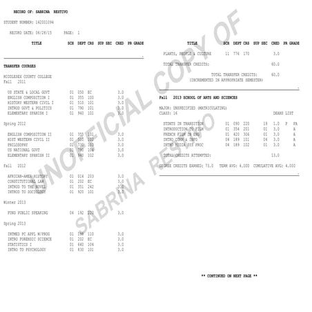 Unofficial Transcripts | PDF