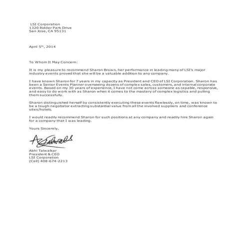 Letter of Recommendation_Abhi_Talwalkar, President and CEO of LSI ...