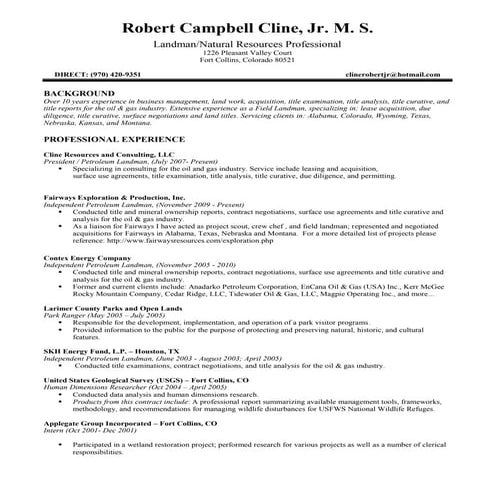 Robert Cline Jr. - Cline Resources & Consulting, LLC 2015 | PDF