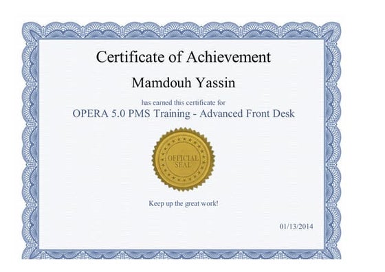 OPERA PMS Certification | PDF