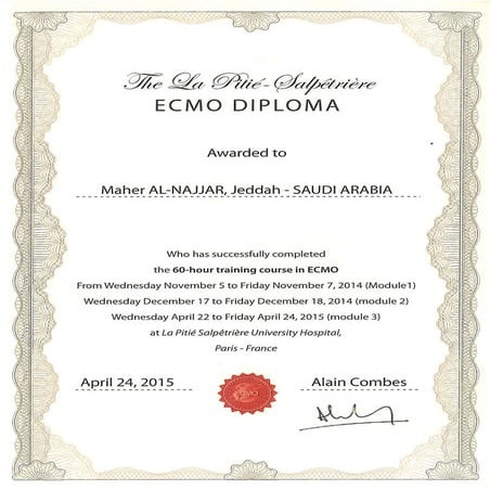 La Pete Salpetriere ECMO Diploma Certificate | PDF