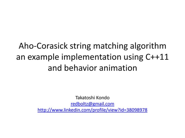 Aho Corasick String Matching Algorithm Pptx Programming Languages