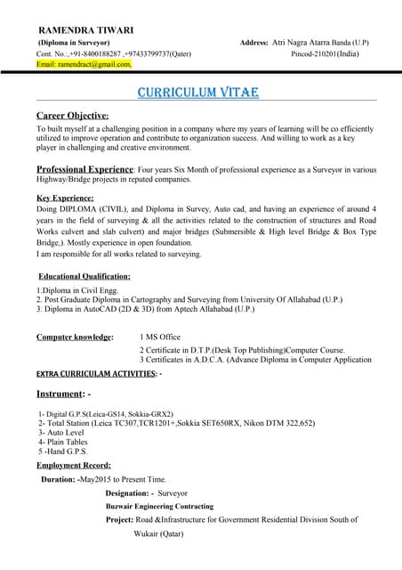 Biodata of A.Satish,IRSE for Aditya college | DOC | Professional School | Postgraduate Education