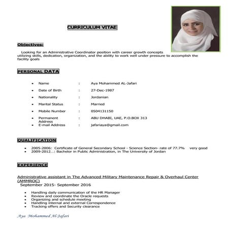 aya CV 17(1) | PDF | Human Resources | Business