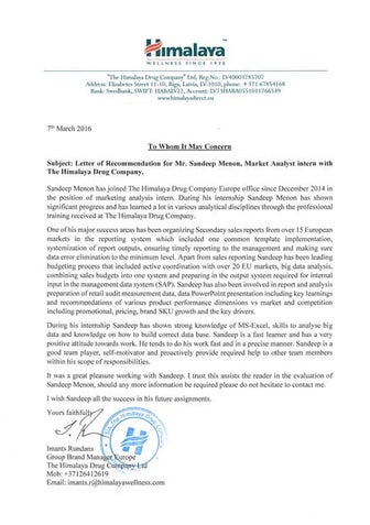 HIMALAYA CEO REFERENCE LETTER | PDF