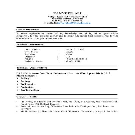 Tanveer khan cv | DOCX
