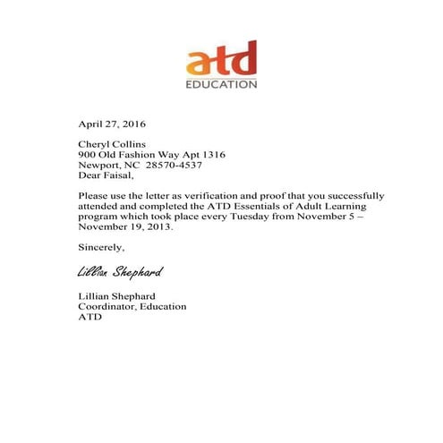 Certificate Career Dev Faciltator | PDF