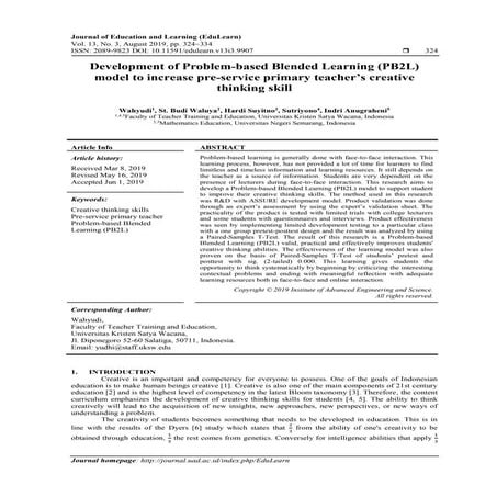 Development of Problem-based Blended Learning (PB2L) model to increase ...