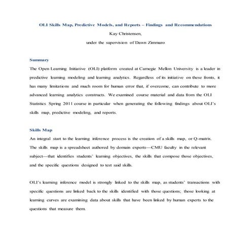 OLI Analysis - Internship write up | DOCX