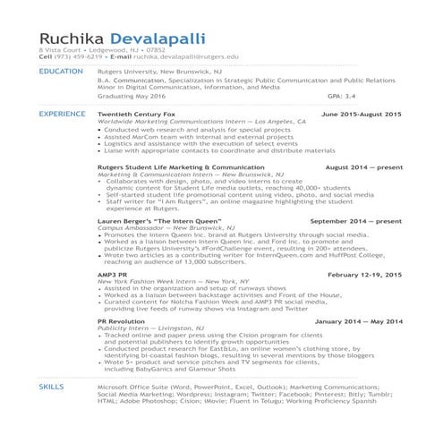 Ruchika Devalapalli's Official Resume | PDF