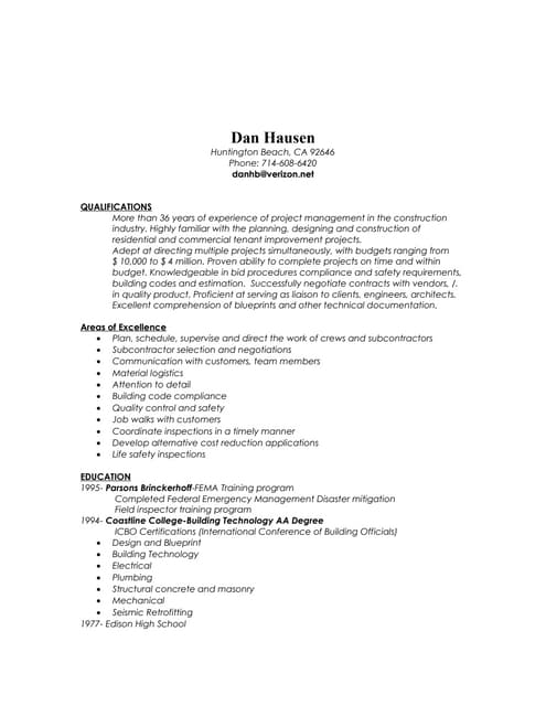150911 Resume | PDF | Construction Industry | Industries
