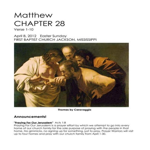 04 April 8, 2012 Matthew, Chapter 28, Verses 1-10 | PDF
