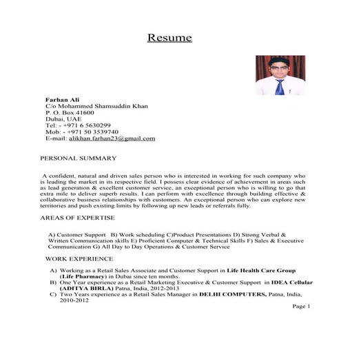 Resume for Store incharge | DOC