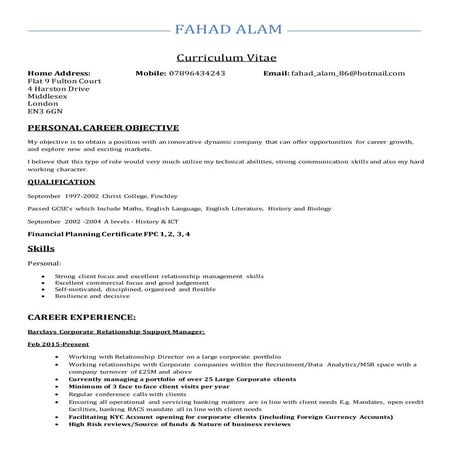 Fahad Alam CV | DOCX