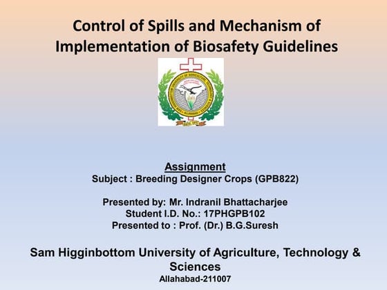 Lecture 1 introduction of biosafety & biosecurity | PPT