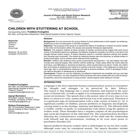 CHILDREN WITH STUTTERING AT SCHOOL | PDF