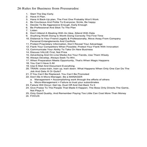 26 Rules for Business | PDF