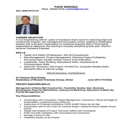 FAHD_CV | DOC | Civil Engineering Industry | Industries