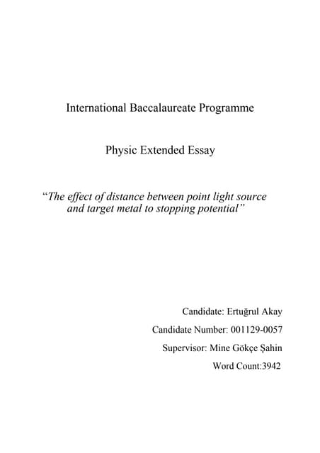 PHYSICS INTERNAL ASSESSMENT IBDP| PHYSICS IA | DOCX