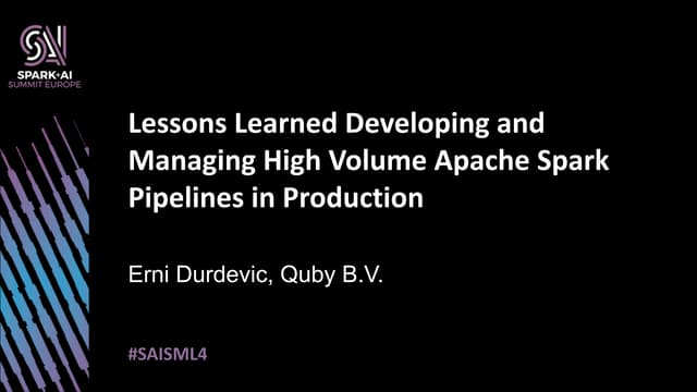 Lessons Learned Developing And Managing High Volume Apache Spark 2718
