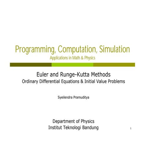 Spsf04 Euler And Runge Kutta Methods Pdf Programming Languages 5900