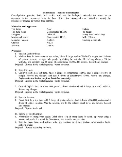 Biochemistry experiment | PPT