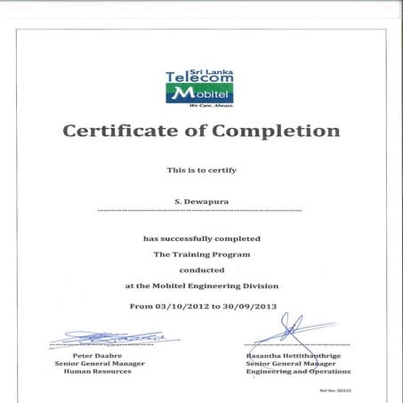 Mobitel training letter | PDF