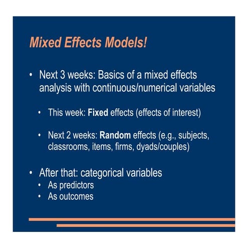 Mixed Effects Models - Fixed Effects | PDF