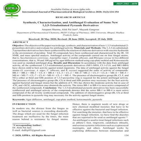 Synthesis, Characterization, and Antifungal Evaluation of Some New 1,3,5-Trisubstituted Pyrazole ...