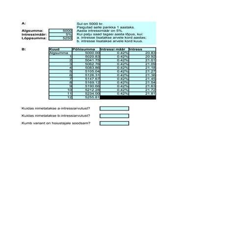 Intressi arvutamine | XLS