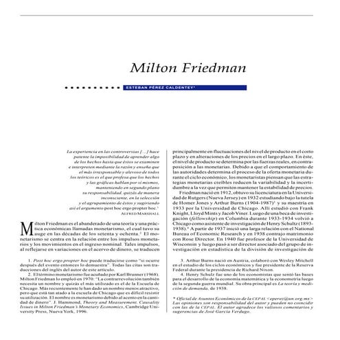 MILTON FRIEDMAN, EL LIDER DE LA ESCUELA DE CHICAGO. | DOCX