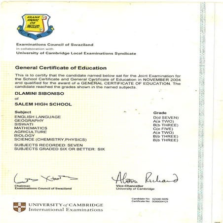 O'level certificate and Diploma in QS certificate | PDF
